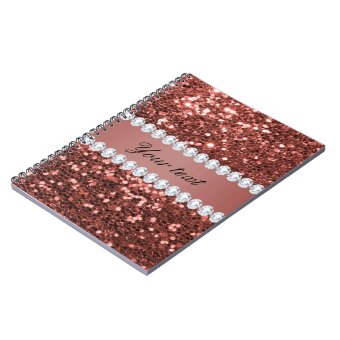 Rose Gold Faux Glitter and Diamonds Personalized Notebook | Zazzle