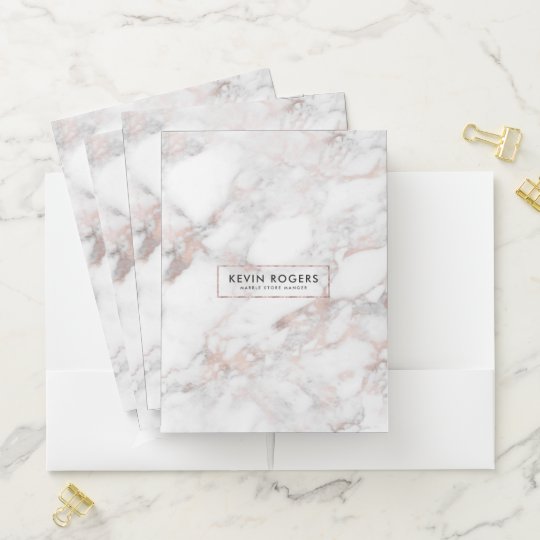 Rose-Gold Faux Marble Stone Pocket Folder | Zazzle.com