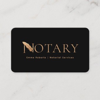 Rose Gold Feather Pen Logo N Notary QR Code Business Card | Zazzle