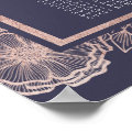 Rose Gold Floral and Navy Blue Seating Chart | Zazzle