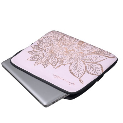 Rose Gold Floral Mandala Laptop Case | Zazzle