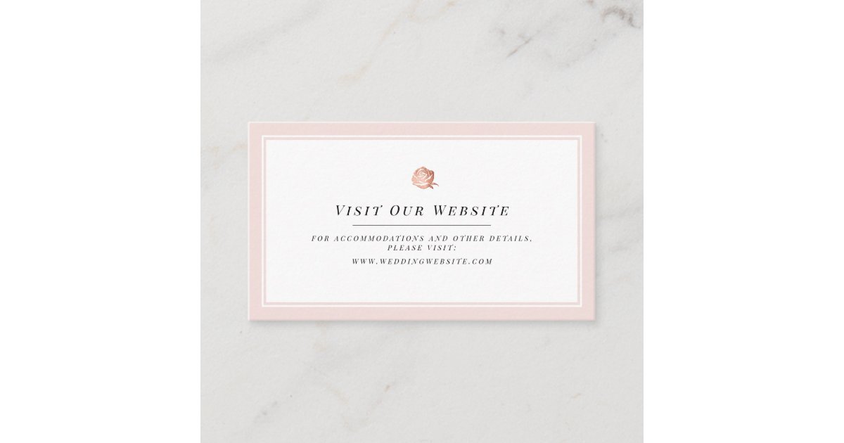 Rose gold floral minimalist website Insert card | Zazzle