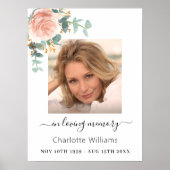 Rose gold floral photo memorial funeral poster | Zazzle
