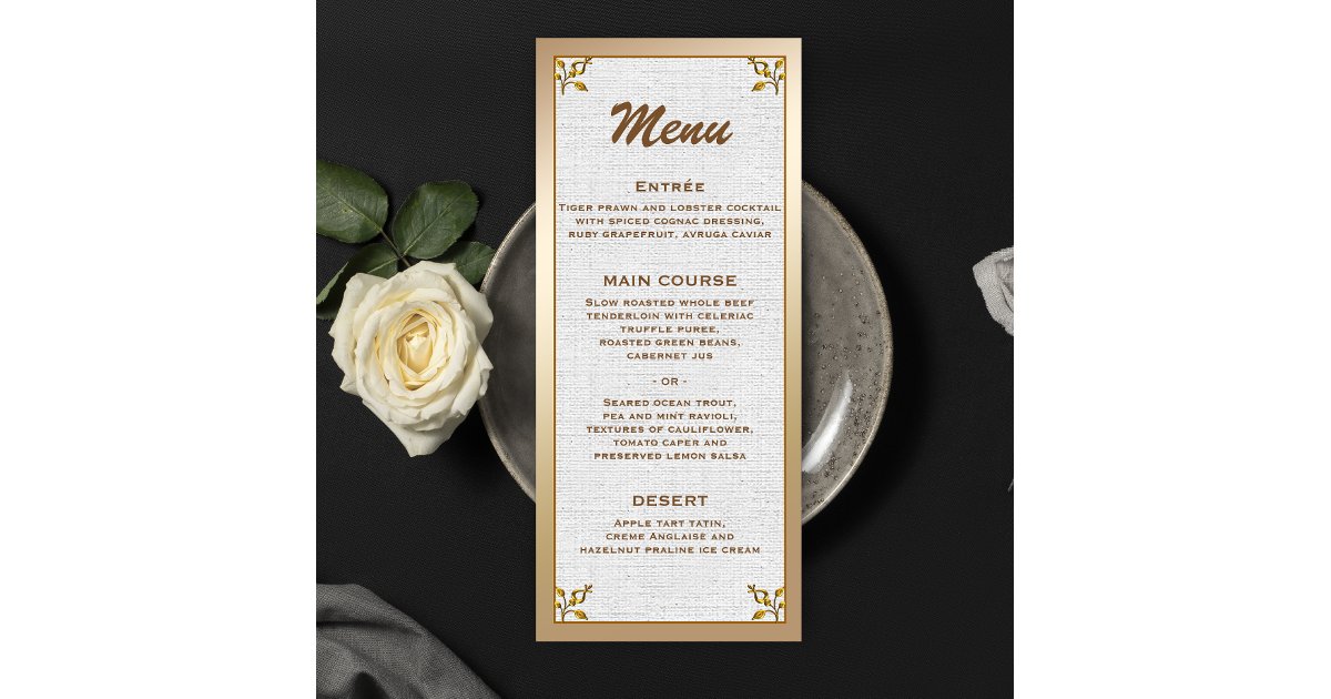 Rose Gold Floral Wedding Reception Menu | Zazzle