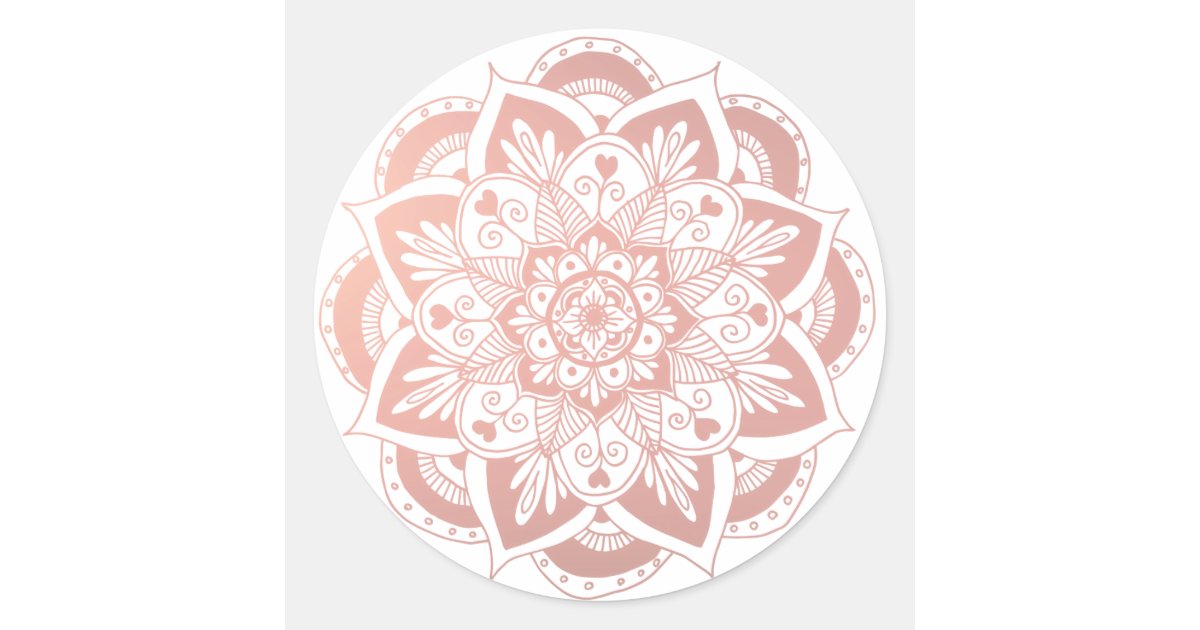 Rose Gold Flower Mandala Sticker | Zazzle