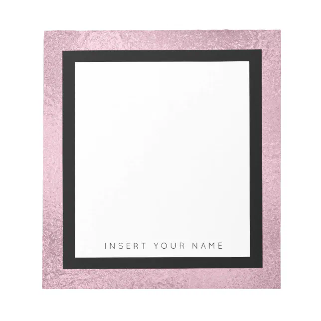 Rose Gold Foil and Black Border Notepad 5.5" x 6" | Zazzle