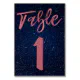 Rose Gold Foil and Navy Blue Table Number | Zazzle