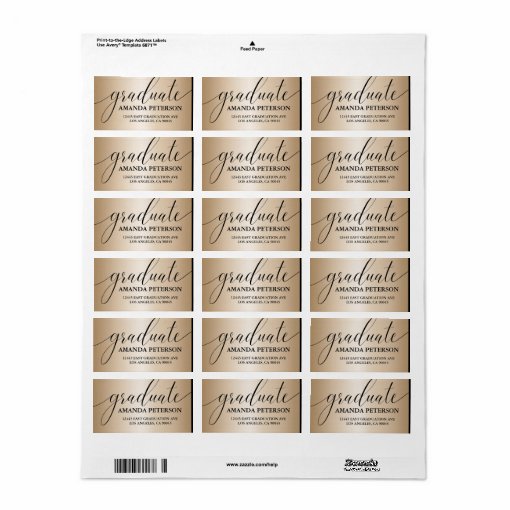 Rose Gold Foil Black Luxury Typography Graduate Label | Zazzle