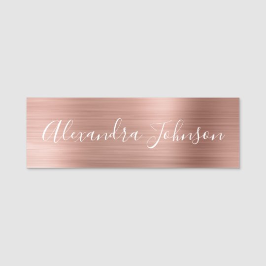 Rose Gold Foil | Blush Pink Foil Modern Name Tag | Zazzle.com