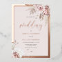 Rose Gold Foil Border Blush Floral Wedding Foil Invitation | Zazzle