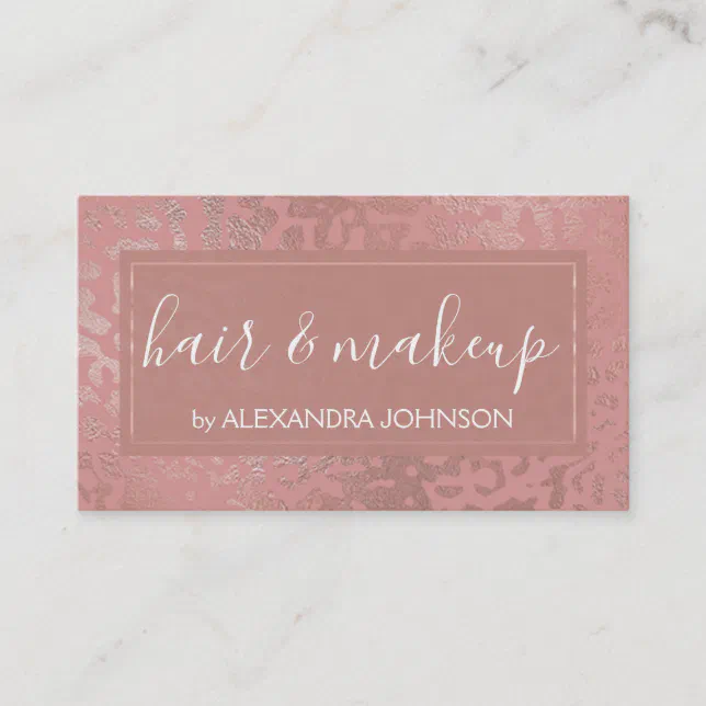 Rose Gold Foil Cheetah Animal Pattern Business Card | Zazzle