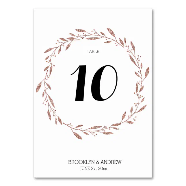 Rose Gold Foil Effect Wedding Table Numbers Floral | Zazzle