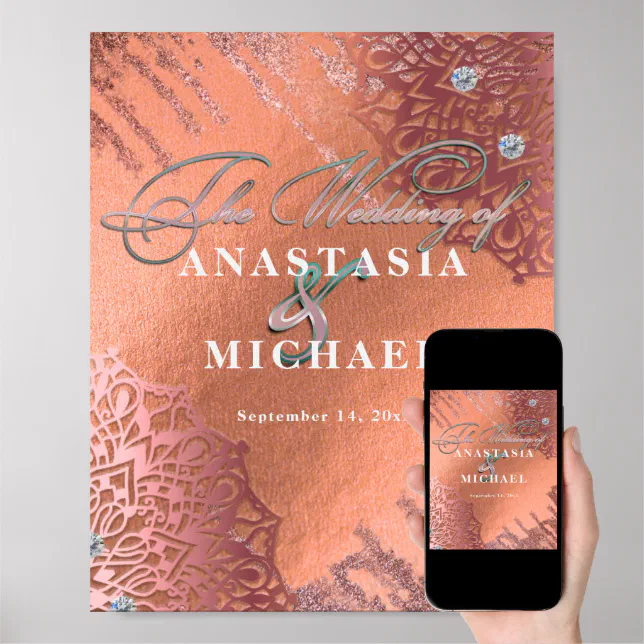 Rose Gold Foil Luxury Glam Elegant Stylish Wedding Poster | Zazzle