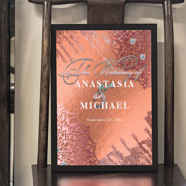 Rose Gold Foil Luxury Glam Elegant Stylish Wedding Poster | Zazzle