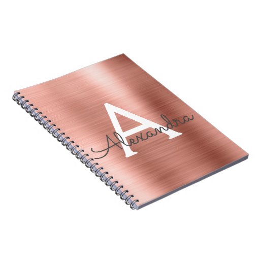 Rose Gold Foil Metallic Metal Monogram Notebook | Zazzle