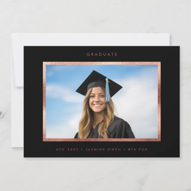 Rose Gold Foil Modern Minimalist Graduation Photo Announcement | Zazzle