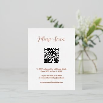 Rose Gold Foil QR Code Wedding Enclosure Card | Zazzle