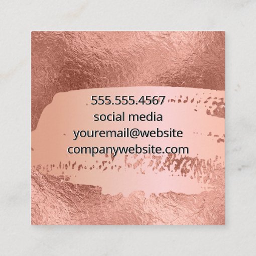 Rose Gold Foil | Rose Gold Brushed Square Business Card | Zazzle