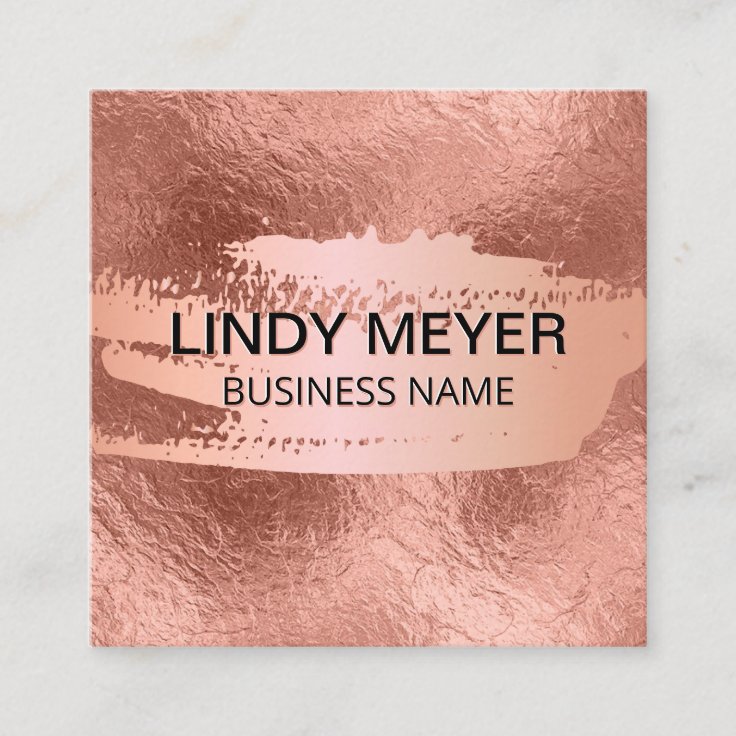 Rose Gold Foil | Rose Gold Brushed Square Business Card | Zazzle