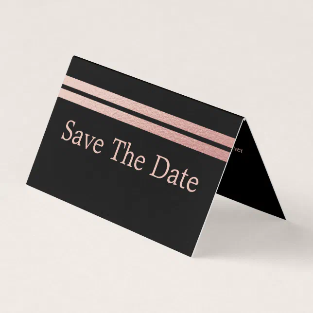 Rose Gold Foil Stripes, Photo Save The Date Card | Zazzle