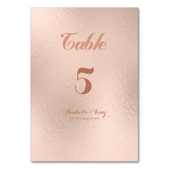 Rose Gold Foil Table Numbers | Zazzle.com