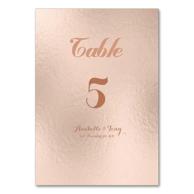 Rose Gold Foil Table Numbers | Zazzle