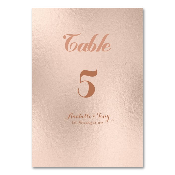 Rose Gold Foil Table Numbers | Zazzle.com