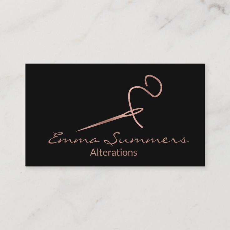 Rose Gold Foil Thread Needle Sew Alterations Business Card | Zazzle