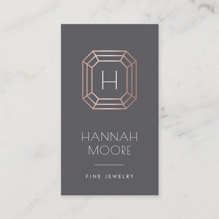Rose Gold Gem Monogram Logo | Jewelry Business Card | Zazzle.com
