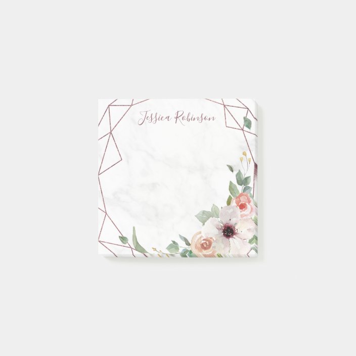 Rose Gold Geometric Floral Bohemian Personalized Post-it Notes | Zazzle.com