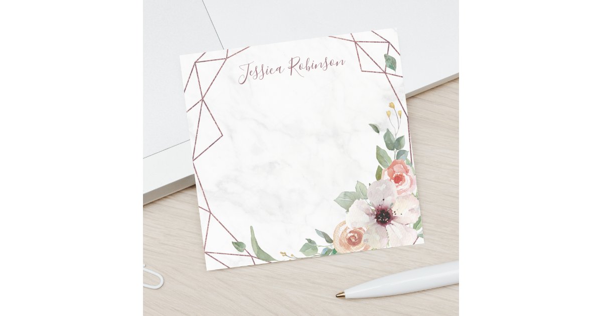Rose Gold Geometric Floral Bohemian Personalized Post-it Notes | Zazzle