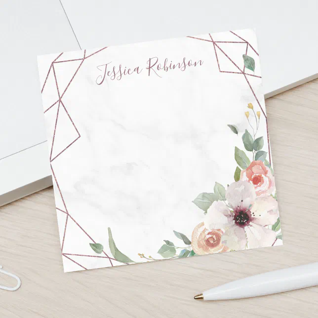 Rose Gold Geometric Floral Bohemian Personalized Post-it Notes | Zazzle