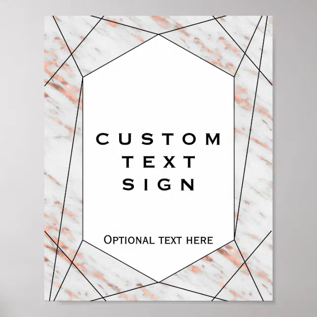 Rose Gold Geometric Marble Custom Sign | Zazzle