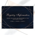 Rose Gold Geometric Midnight Blue Registry Card | Zazzle