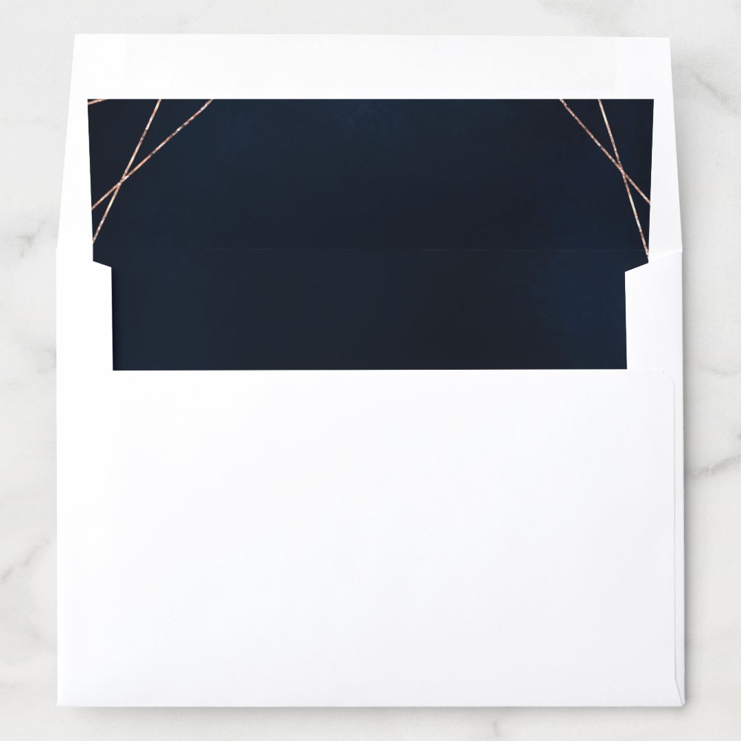 Rose Gold Geometric Midnight Blue Wedding Envelope Liner | Zazzle