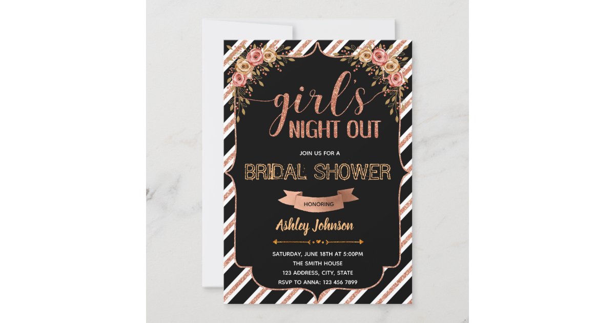 Rose Gold Girls Night Out theme Invitation | Zazzle