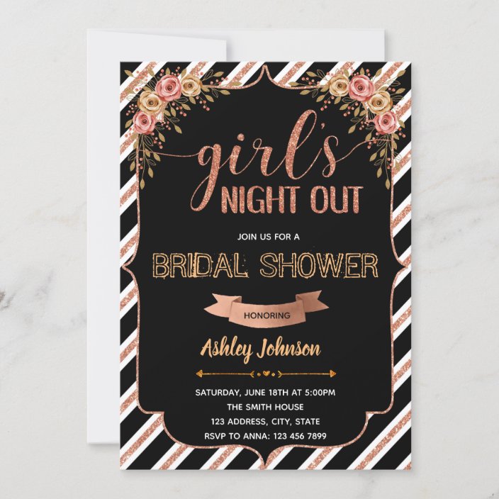 Rose Gold Girls Night Out theme Invitation | Zazzle