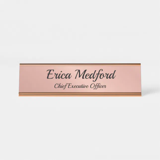 Rose Gold Girly Blush Pink Desk Sign | Zazzle