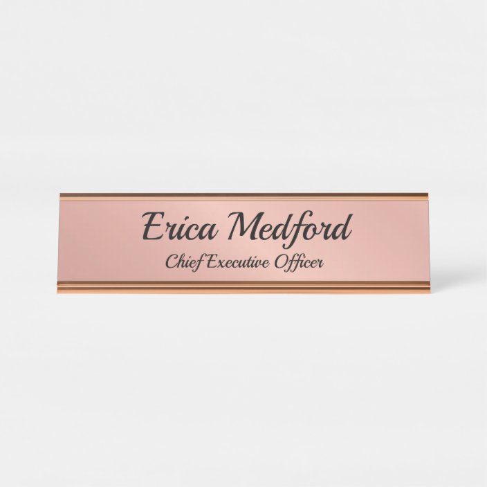 Rose Gold Girly Blush Pink Desk Sign | Zazzle.com