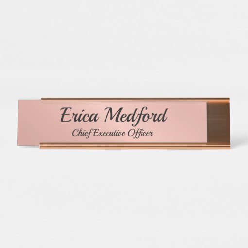 Rose Gold Girly Blush Pink Desk Sign | Zazzle