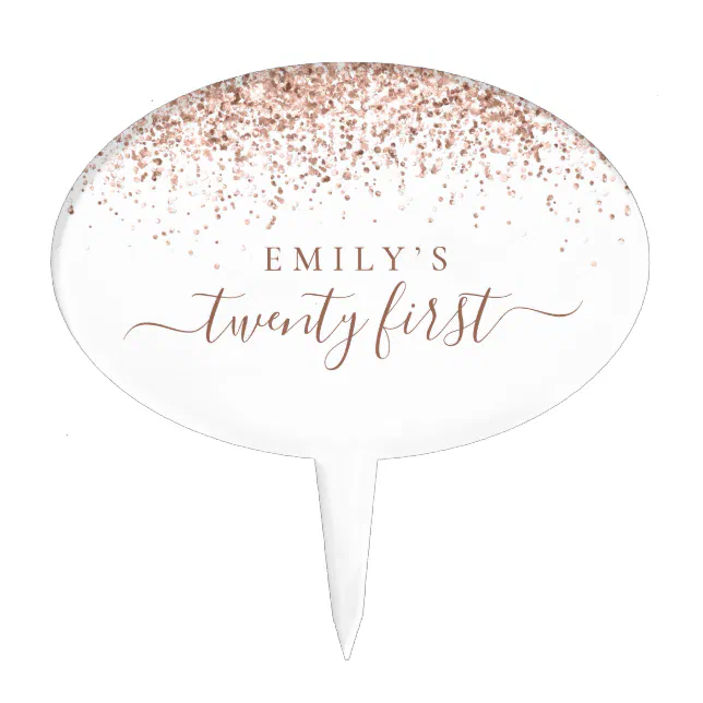 Rose Gold Glitter 21st birthday Party Cake Topper | Zazzle