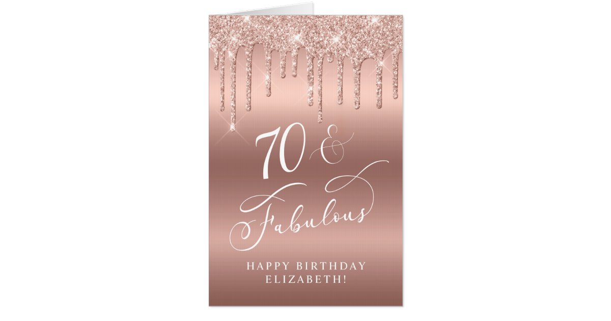 Rose Gold Glitter 70th Birthday Jumbo Card | Zazzle