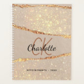 Rose gold glitter agate marble monogram 2023 planner | Zazzle