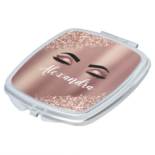 Rose Gold Glitter and Sparkle Beauty Compact Mirror | Zazzle