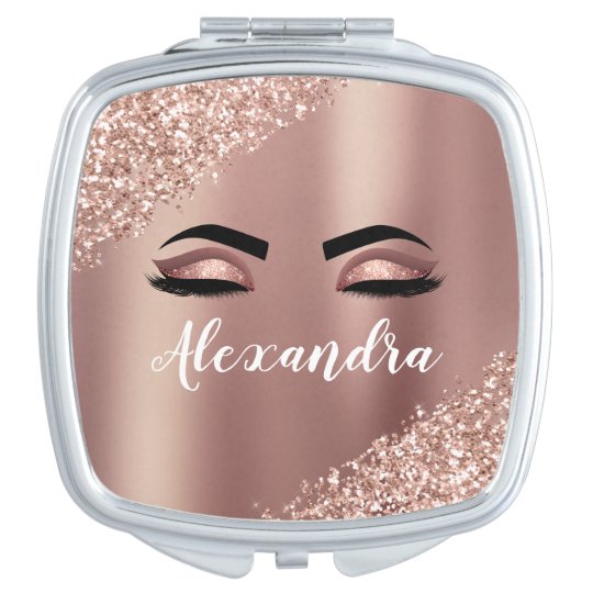 Rose Gold Glitter and Sparkle Beauty Compact Mirror | Zazzle.com