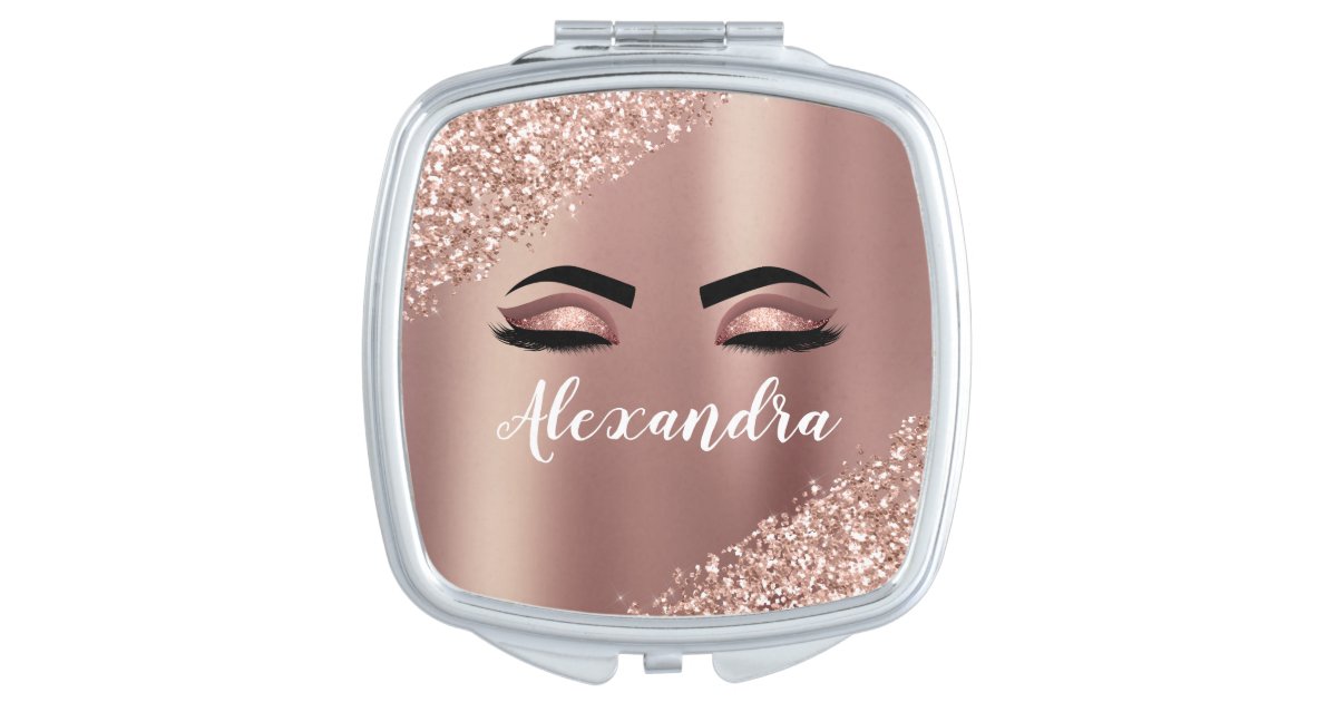 Rose Gold Glitter and Sparkle Beauty Compact Mirror | Zazzle