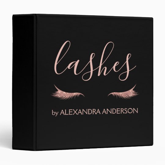 Rose Gold Glitter and Sparkle Eyelash Extension 3 Ring Binder | Zazzle.com