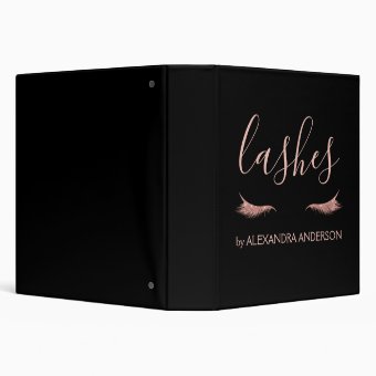 Rose Gold Glitter and Sparkle Eyelash Extension 3 Ring Binder | Zazzle