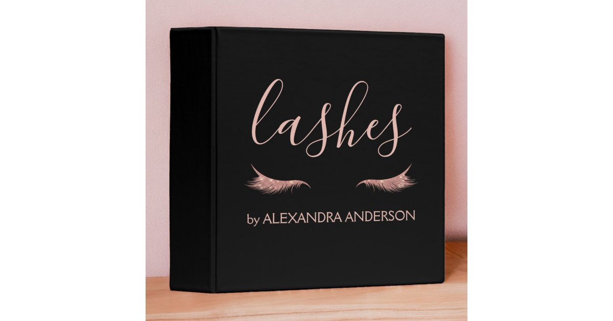 Rose Gold Glitter and Sparkle Eyelash Extension 3 Ring Binder | Zazzle