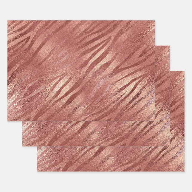 Rose Gold Glitter Animal Print Wrapping Paper Sheets | Zazzle